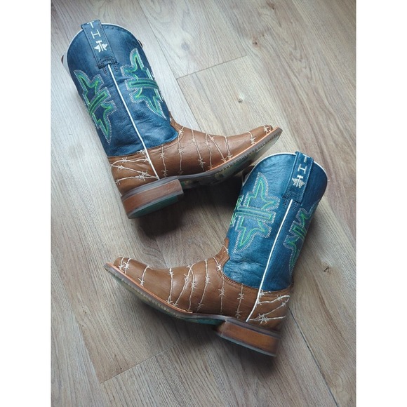 Tin Haul | Shoes | Tin Haul Deja Moo Barbed Wire Bluebrown Leather ...